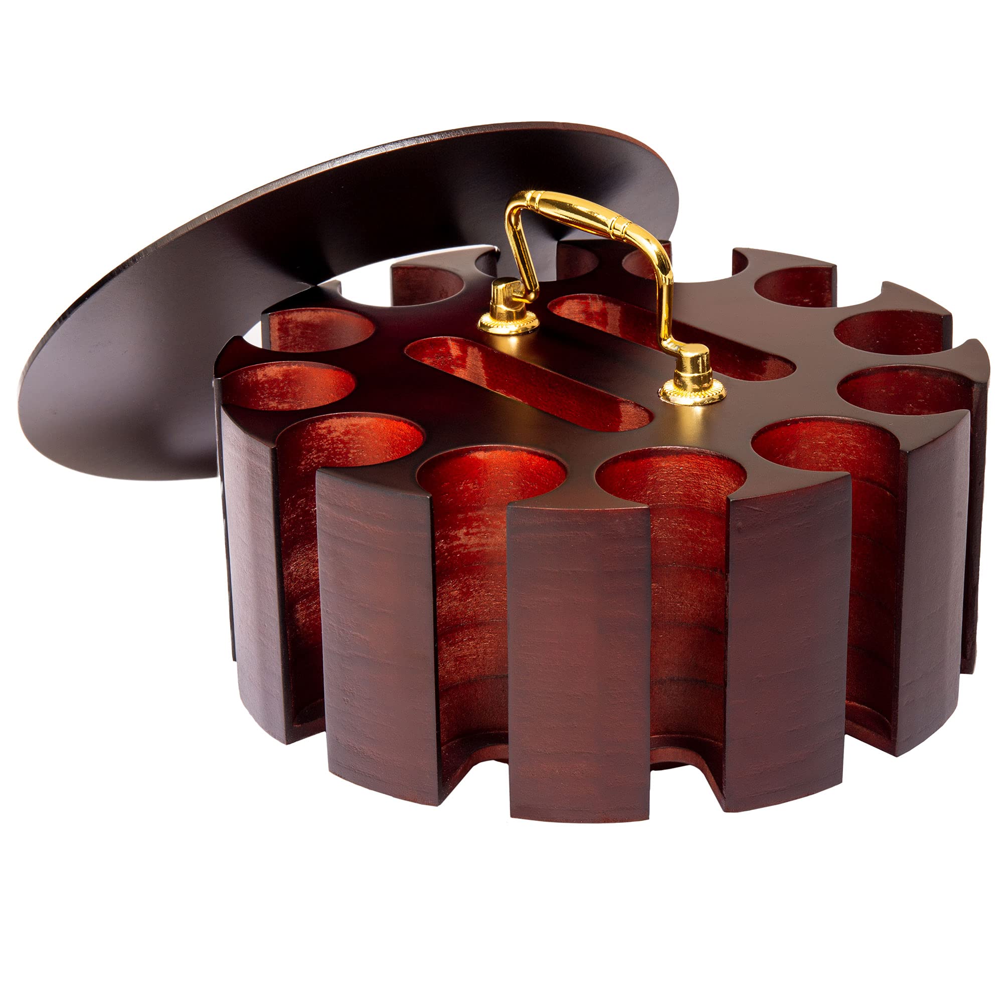 MBGBrybelly King's Casino Poker Chip Set in Wooden Carousel Carry Case - Casino Clay Composite 14-Gram Quality Chips - Convenient Rotating Tray Includes Playing Card Decks - Chip Protection (300 ct)