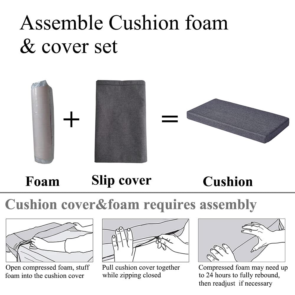 Piano Bench Cushions with Non Slip for Indoor Shoe Storage, Window Seat, Patio Seating, Dining Settee Bench Pad 30x14 inch, Khaki