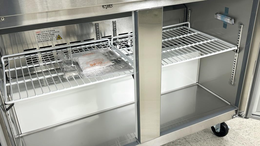 Commercial Undercounter Freezer, ETL NSF 2-Door Upright, 48.125" W 12.2 cu. ft. Auto-Defrost, Stainless Steel Restaurant
