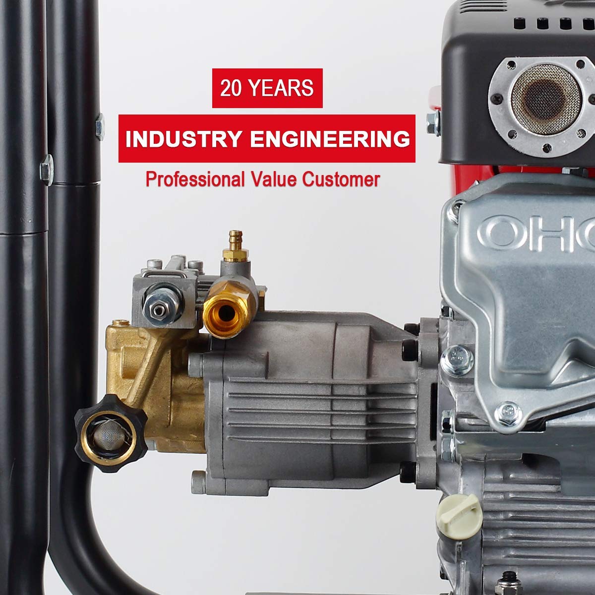 YAMATIC 3/4" Shaft Horizontal Pressure Washer Pump 3300 PSI @ 2.5 GPM Brass Head Power Washing Pump Replacement for Simpson MSH3125,MSH3125-S,520004, Karcher G3050OH and More