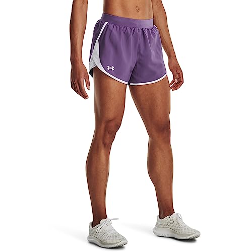 Under Armour Women's Fly by 2.0 Running Shorts, (571) Retro Purple / / Reflective, Large