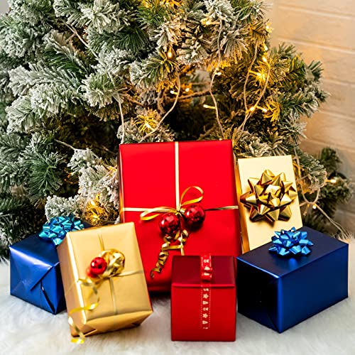 MAYPLUSS Wrapping Paper Roll - Mini Roll - 17 inch X 120 inch Per roll - Solid Matte Gold/Red/Blue Design (42.3 sq.ft.ttl)