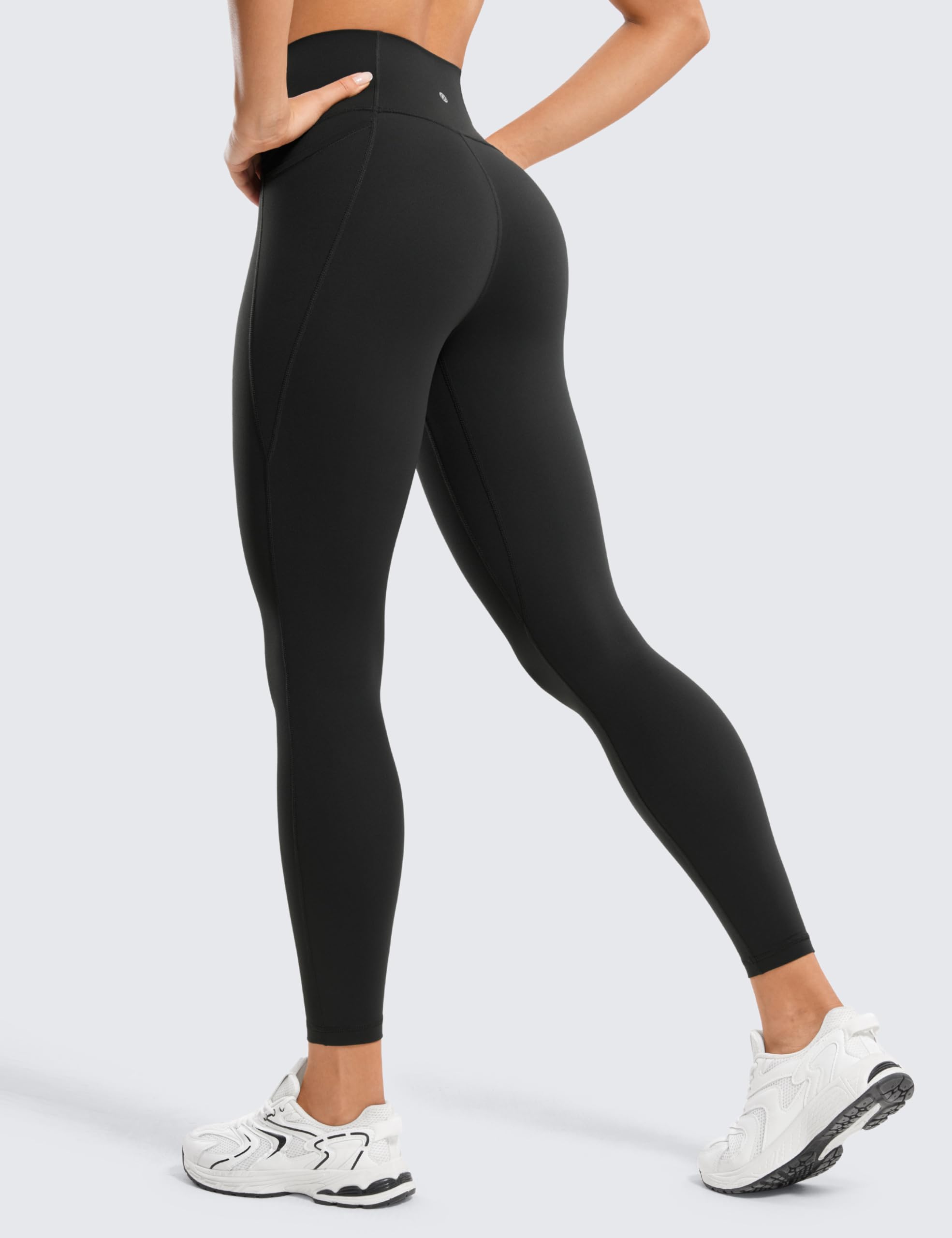CRZ YOGA Womens Butterluxe Workout Leggings 25 Inches - High Waisted Gym Yoga Pants with Pockets Buttery Soft Black X-Small