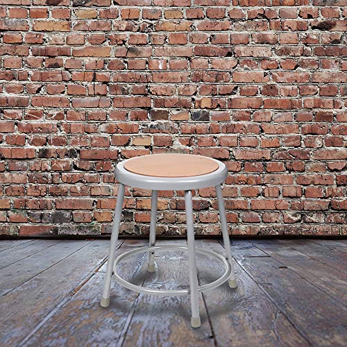 (2 Pack) OEF Furnishings Grey Shop Stool, 18”, No Assembly Required