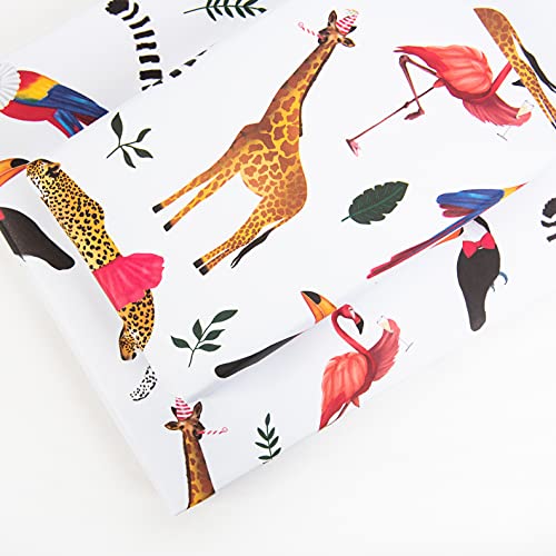CENTRAL 23 - Wrapping Paper for Kids - Jungle Safari - Green - 6 Gift Wrap Sheets for Boys Girls Birthdays Children - Recyclable