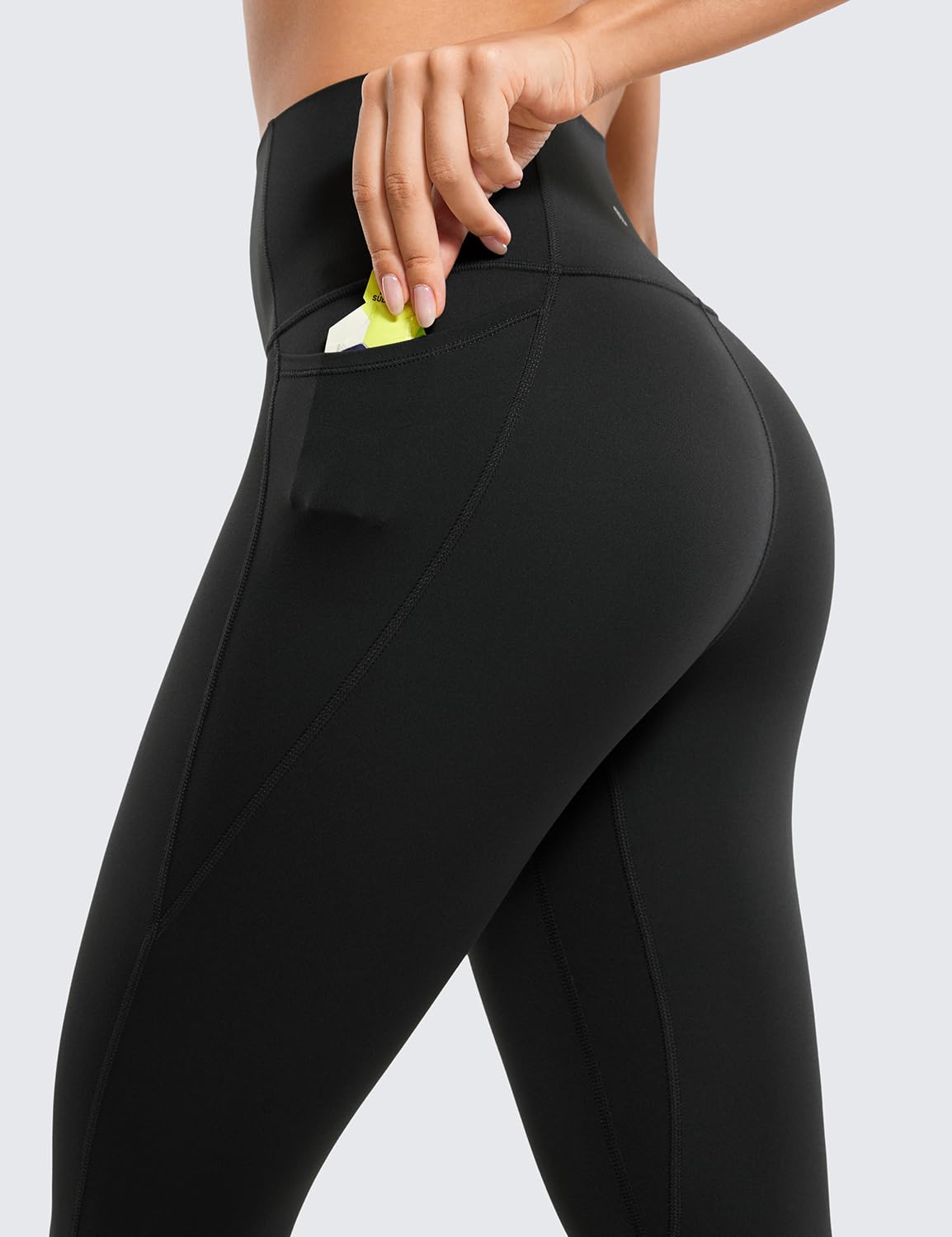 CRZ YOGA Womens Butterluxe Workout Leggings 25 Inches - High Waisted Gym Yoga Pants with Pockets Buttery Soft Black X-Small