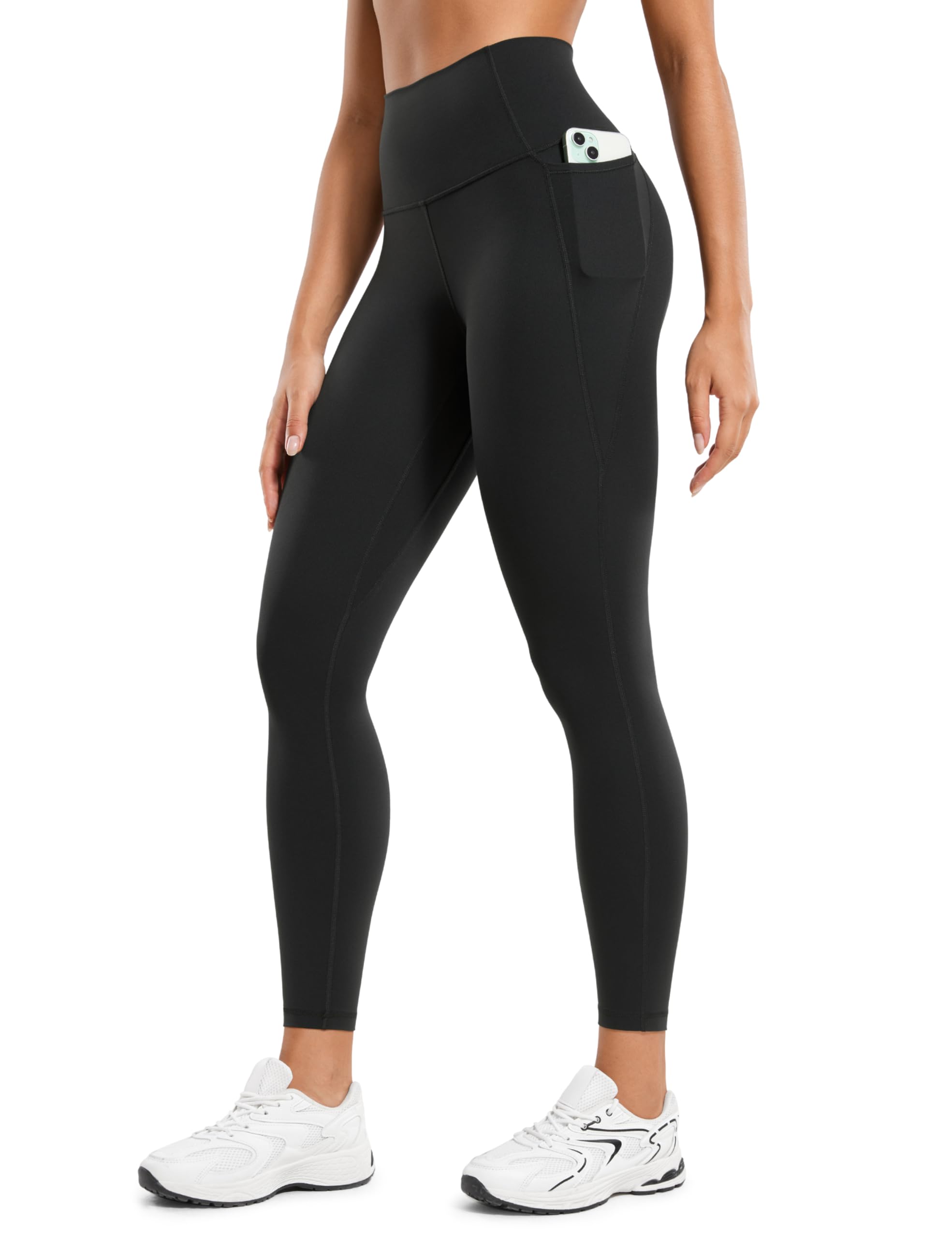 CRZ YOGA Womens Butterluxe Workout Leggings 25 Inches - High Waisted Gym Yoga Pants with Pockets Buttery Soft Black X-Small