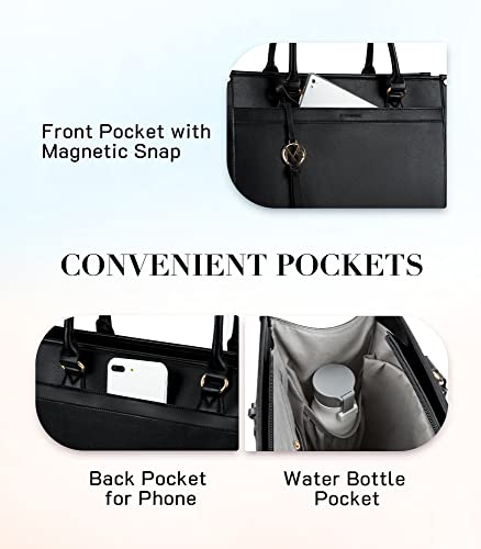 Missnine Laptop Tote Bag 15.6 inch Laptop Bag Stylish Briefcase for Women Work Shoulder Bags with Clutch Wallet 2 PCS Set