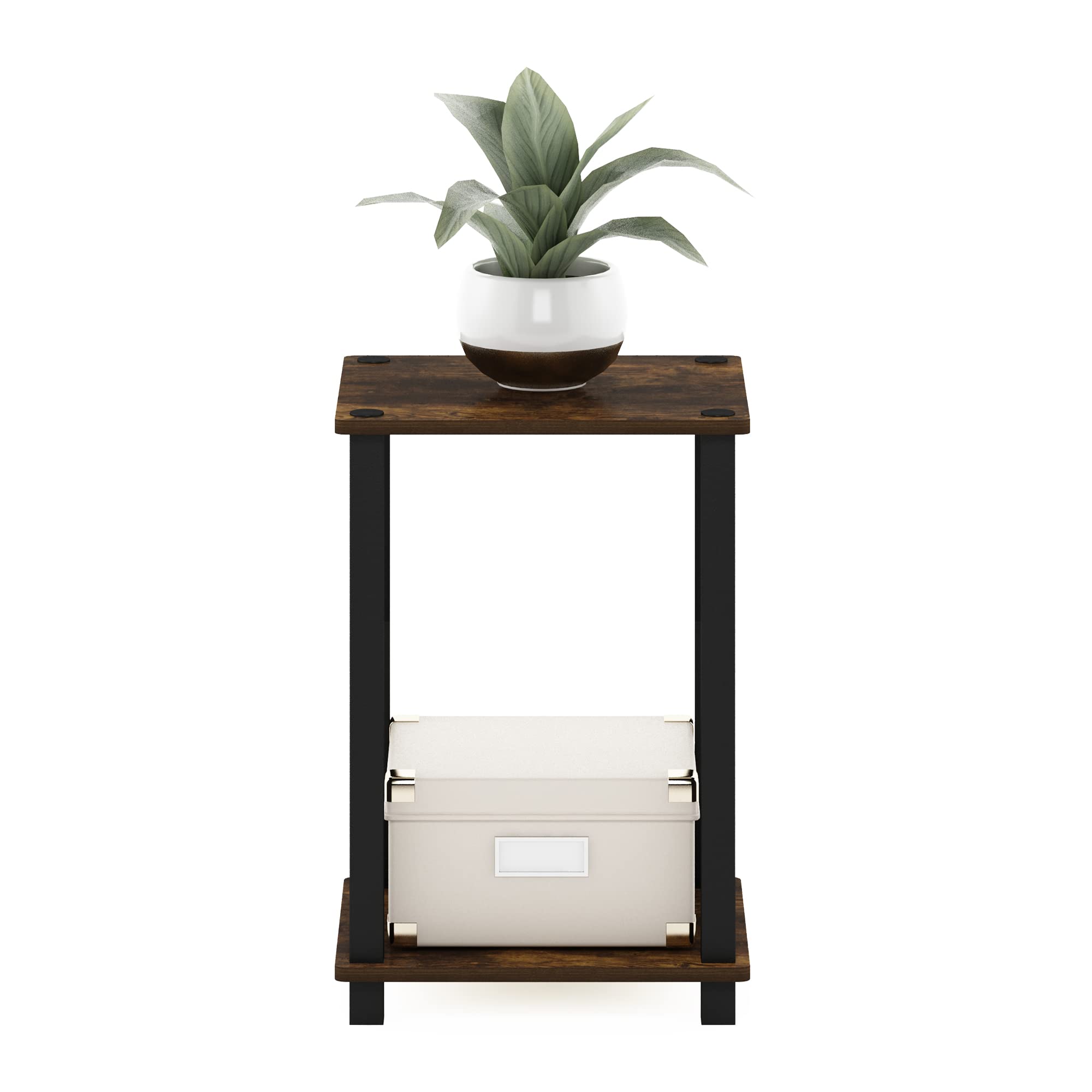 Furinno Simplistic End Table, 2-Pack, Amber Pine/Black
