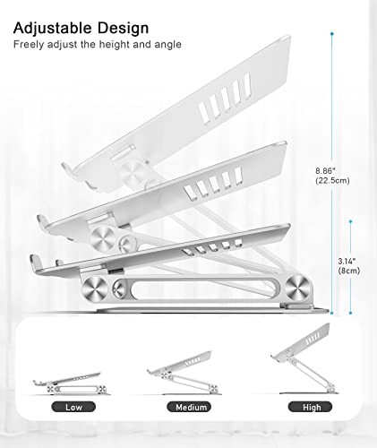 BoYata Laptop Stand, Adjustable Laptop Riser Ergonomic Computer Stand for Desk, Aluminum Laptop Holder Compatible for MacBook Pro/Air, Surface Laptop and Other Laptops up to 15 Inches