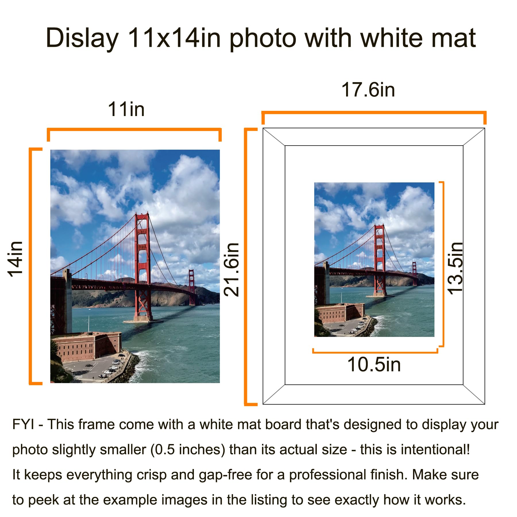 LUCKYLIFE 16x20 Frames, Picture Frames for Wall, Display Pictures 11x14 with Mat or 16x20 without Mat, Set of 2, Black