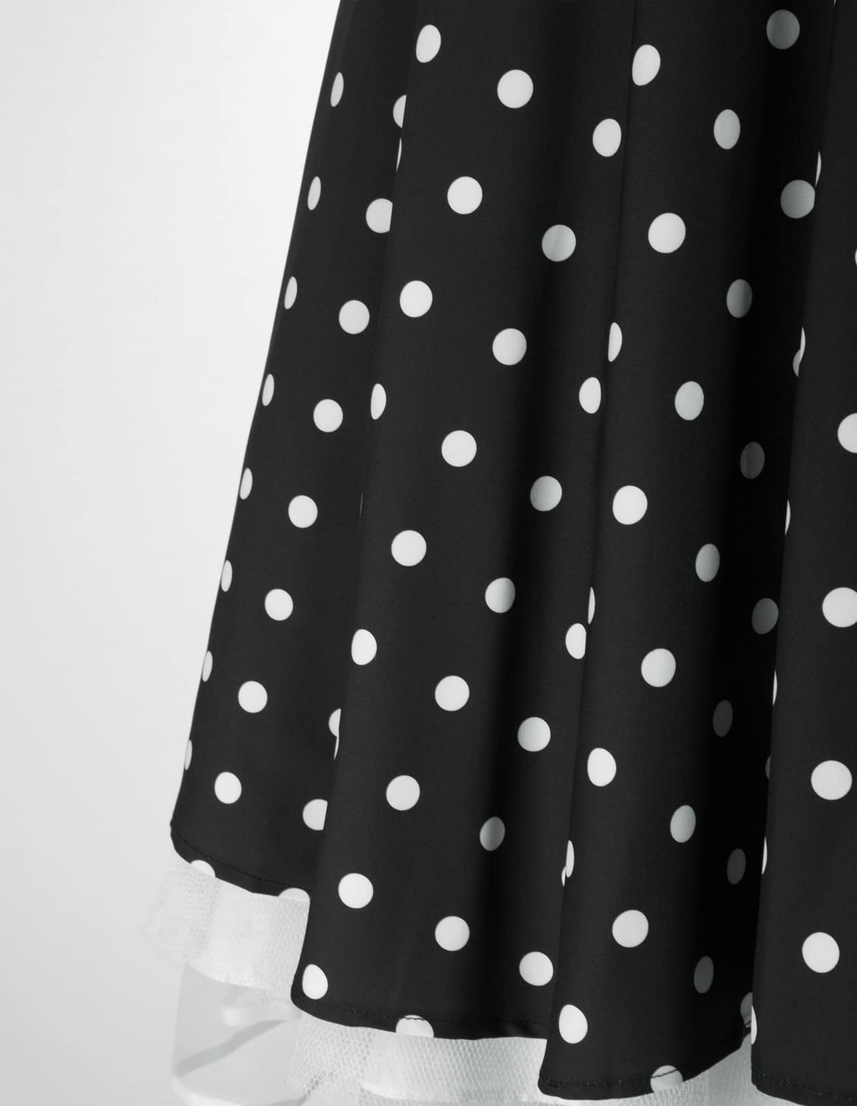 Vintage Dress for Women 1950s Summer Spaghetti Strap Ruched A-Line Flowy Swing Dress Black Polka Dot Dress L