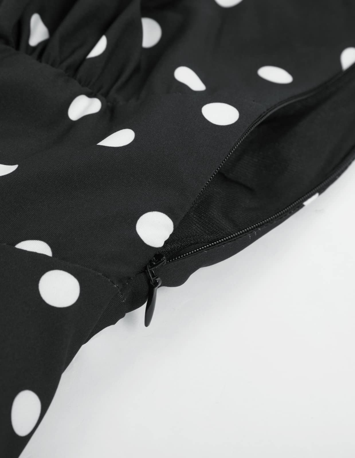 Vintage Dress for Women 1950s Summer Spaghetti Strap Ruched A-Line Flowy Swing Dress Black Polka Dot Dress L