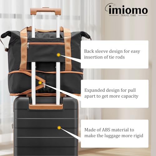 imiomo Carry on Luggage, 20 IN Carry-on Suitcase with Spinner Wheels, Hardside 3PCS Set Lightweight Rolling Travel Luggage with TSA Lock(20"/Black)