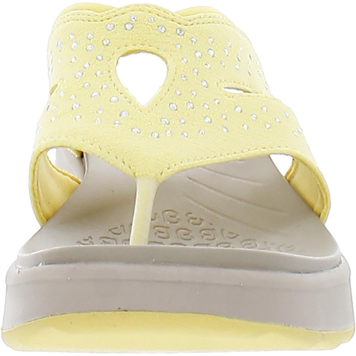 BZees Womens Nola Bright Embellished Wedge Sandals Yellow 8.5 Medium (B,M)