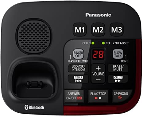 Panasonic KX-TGM430B + (1) KX-TGMA44B Link to Cell Bluetooth Talking Caller ID Voice Volume Booster Slow Talk Control Amplified Cordless Phone - 2 Handset