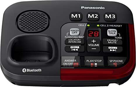 Panasonic KX-TGM430B + (1) KX-TGMA44B Link to Cell Bluetooth Talking Caller ID Voice Volume Booster Slow Talk Control Amplified Cordless Phone - 2 Handset