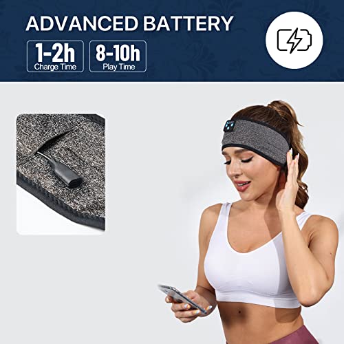 Perytong Sleep Headphones Adjustable Bluetooth Headband, Sleep Headband Bluetooth Headphones Sleep Mask with Ultra-Thin HD Stereo Speakers Perfect for Side Sleepers,Insomnia,Workout,Jogging,Yoga,Gift