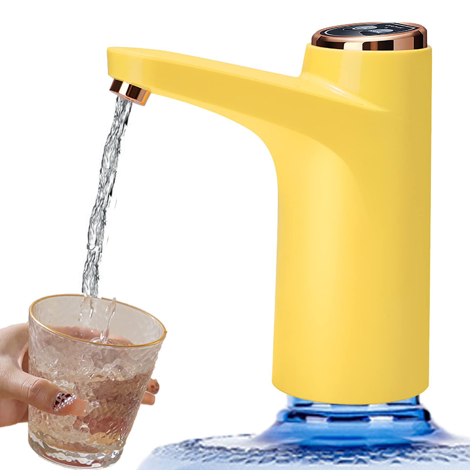 Water Bottle Pump for 5 Gallon Water Bottle Dispenser Pump SystemUSB Charging Automatic Drinking Water Pump Portable Electric Water Dispenser (Yellow)