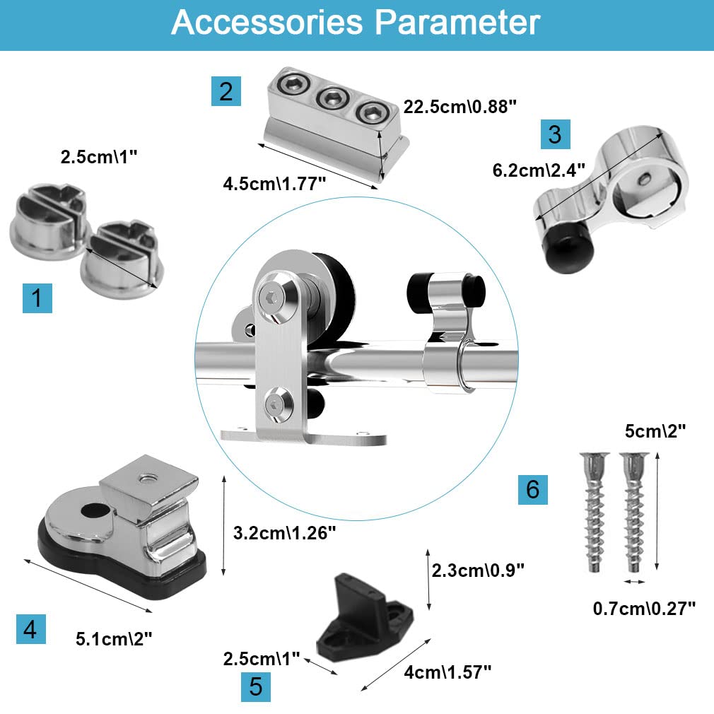 BONIKLUBA Stainless Steel Sliding Barn Door Hardware Track Kit Top Mount T Hanger Set for Single Door use, Easy to Install