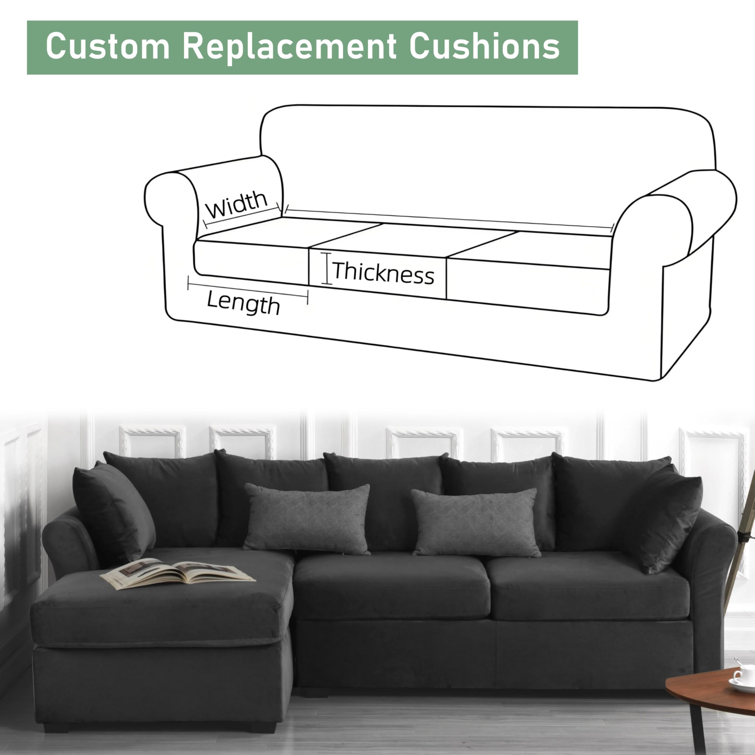 Kiyeocca Custom Bench Cushion Indoor, Window Seating Cushions, Corner Nook Cushions, Rv Seat Cushion Replacement, Banquette Cushions for Bench, 60 inches Long