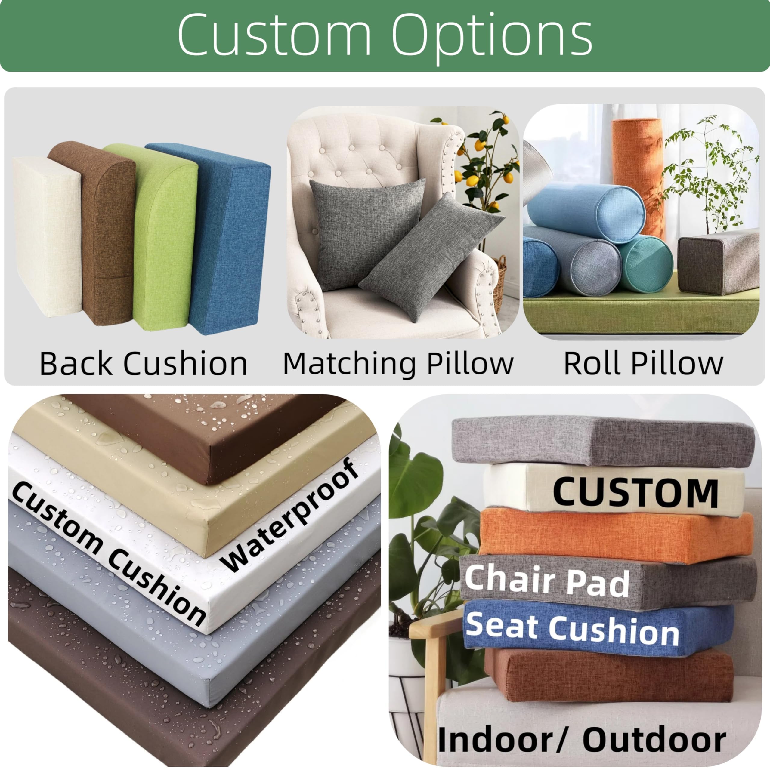 Kiyeocca Custom Bench Cushion Indoor, Window Seating Cushions, Corner Nook Cushions, Rv Seat Cushion Replacement, Banquette Cushions for Bench, 60 inches Long