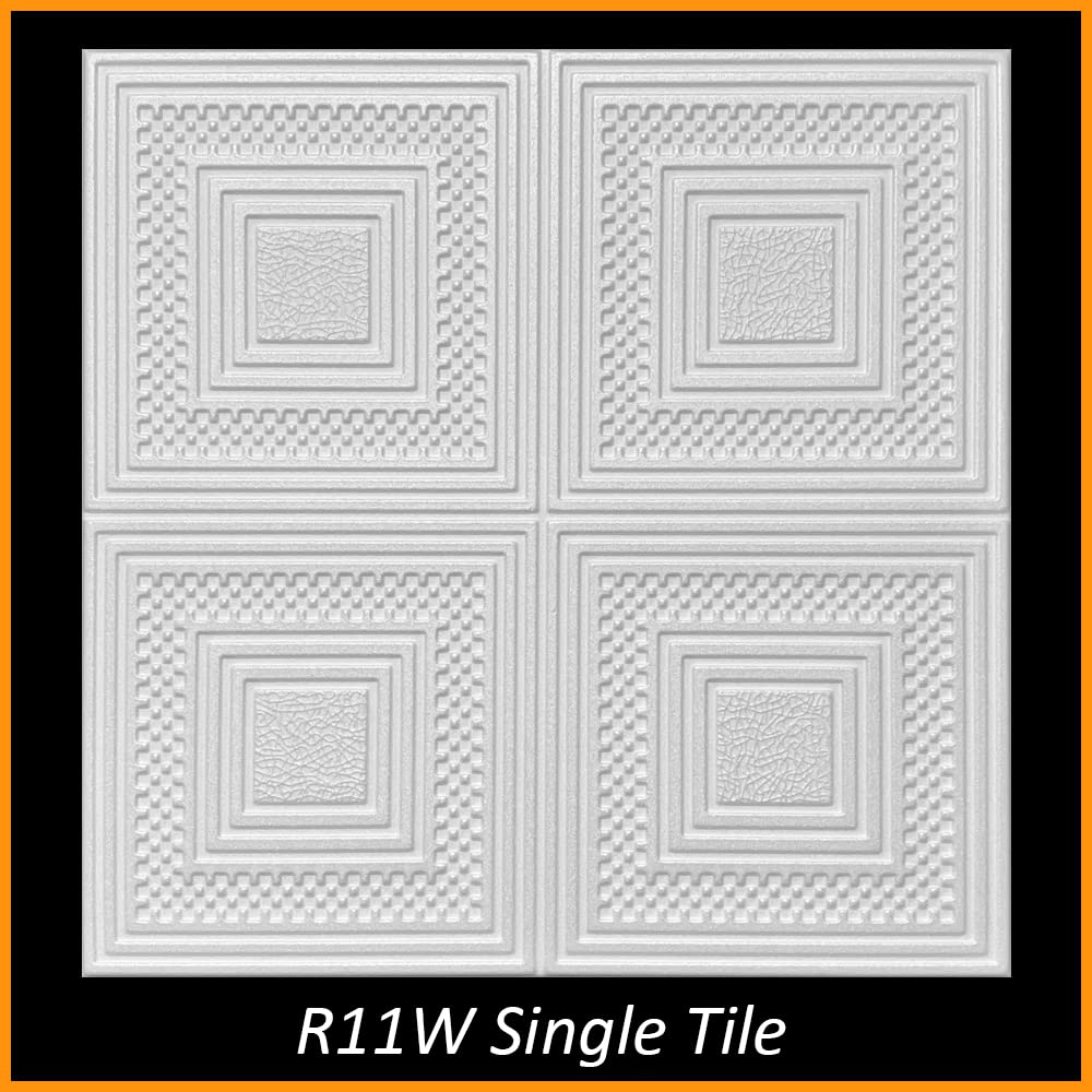 R11W (Honeycomb) Foam Glue-Up 20x20 Decorative Ceiling Tile (42.24 s/f) Pack of 16, Plain White