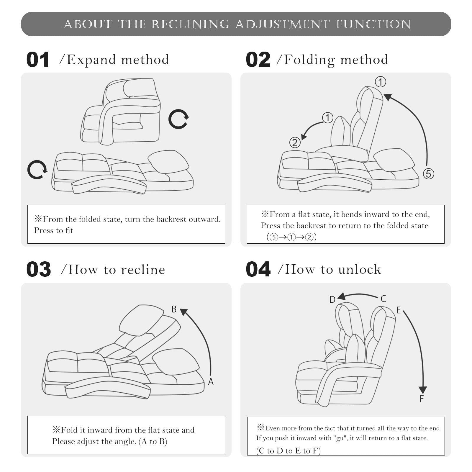 FLOGUOR Indoor Chaise Lounge Sofa Floor Chair with Back Support for Adults Folding Lazy Sofa with Armrests and Pillow Gaming Chairs 8808CO