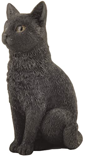 JFSM INC. 3" Black Cat Sitting Hand Painted Figurine - Cat Lover Gifts, Home Decor