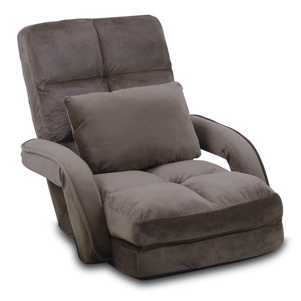 FLOGUOR Indoor Chaise Lounge Sofa Floor Chair with Back Support for Adults Folding Lazy Sofa with Armrests and Pillow Gaming Chairs 8808CO