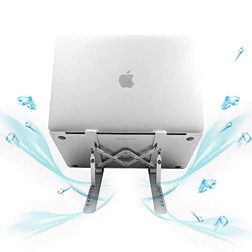 ZSIMC Laptop Stand, Adjustable Aluminum Foldable Portable Holder, Upgrade Whole Anti-Slip Silicone Pad, Laptop Riser for Desk Compatible with MacBook Air pro, iPad, Lenovo, 10-15.6” Laptop and Tablet