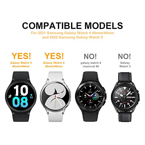 [4+6] Pack for Samsung Galaxy Watch 4 44mm Screen Protector Case, Haojavo 4 PACK Hard PC Cover Protective Bumper Shell + 6 PACK Tempered Glass Screen Protector Film for Galaxy Watch 4 44mm Accessories