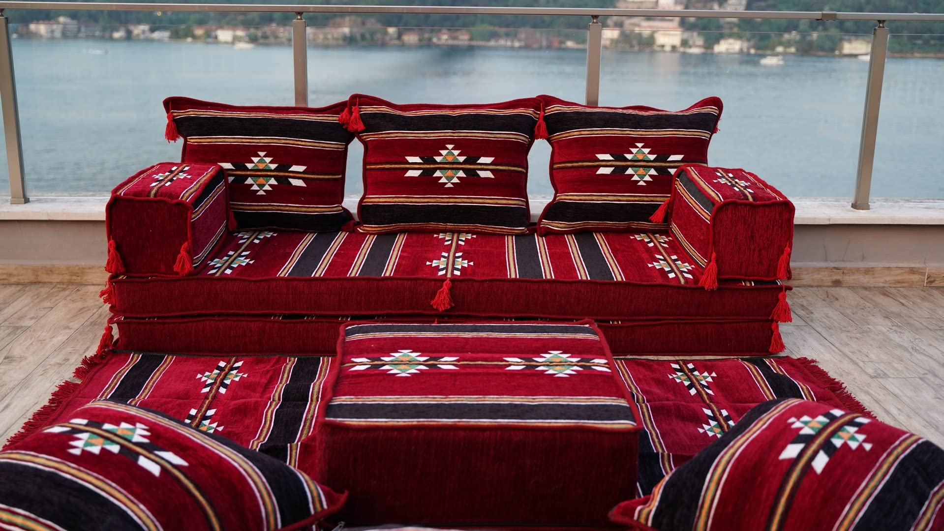 Maroon Turkish Floor Sofas, Window Seat, Floor Sofa Seating, Arabic Majlis, Reading Sofa Pillow, Meditation Yoga Loveseat, Sofa Cover (Sofa Full Set)