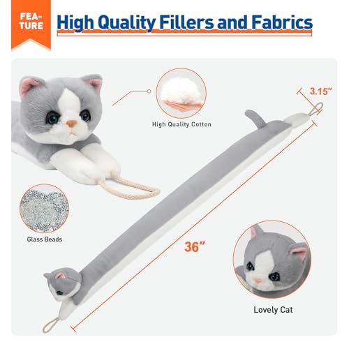 MAGZO Under Door Draft Stopper 36 Inch, Weighted Animal Noise Blocker for Door, Cat Draft Guard with Hook Loops