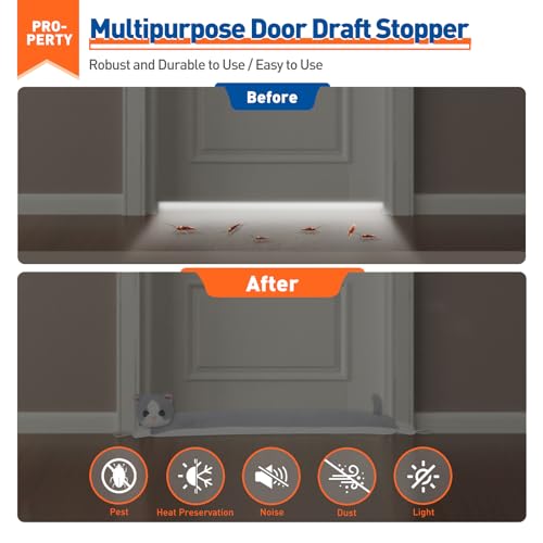 MAGZO Under Door Draft Stopper 36 Inch, Weighted Animal Noise Blocker for Door, Cat Draft Guard with Hook Loops