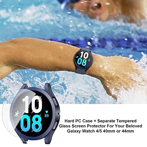 [4+6] Pack for Samsung Galaxy Watch 4 44mm Screen Protector Case, Haojavo 4 PACK Hard PC Cover Protective Bumper Shell + 6 PACK Tempered Glass Screen Protector Film for Galaxy Watch 4 44mm Accessories