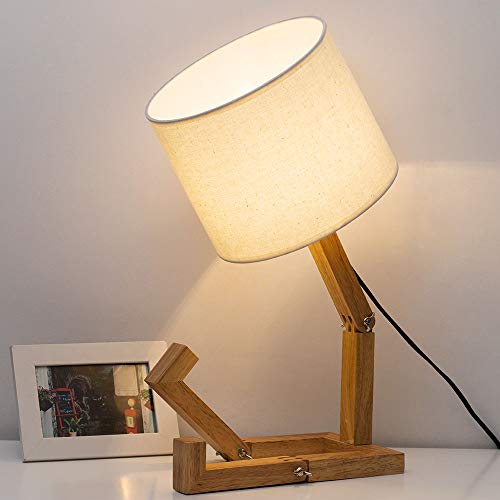 HAITRAL Cute Desk Lamp - Creative Table Lamp With Wood Base Changeable Shape Desk Lamp for Bedroom, Study, Office, Kids Room