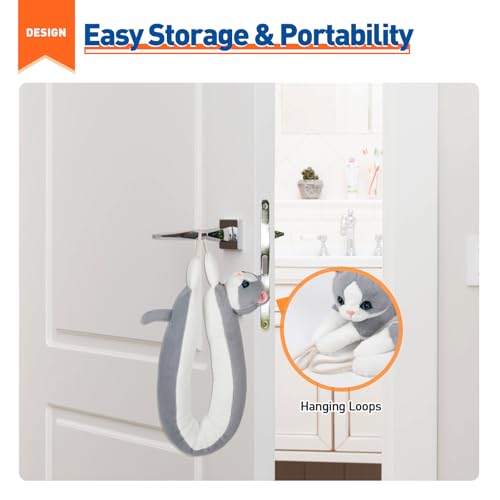 MAGZO Under Door Draft Stopper 36 Inch, Weighted Animal Noise Blocker for Door, Cat Draft Guard with Hook Loops