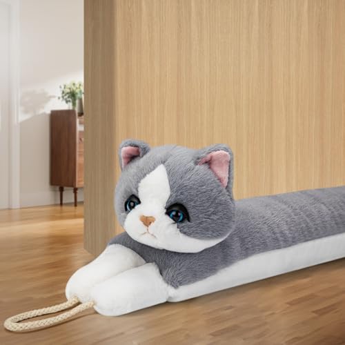 MAGZO Under Door Draft Stopper 36 Inch, Weighted Animal Noise Blocker for Door, Cat Draft Guard with Hook Loops