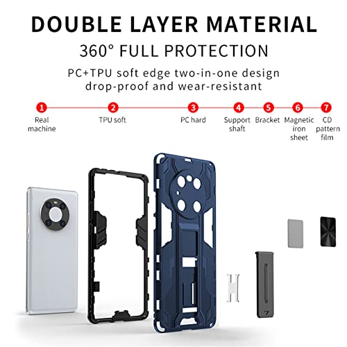 Asuwish Phone Case for Huawei Mate 40 Pro 5G with Tempered Glass Screen Protector Cover and Slim Stand Hybrid Rugged Kickstand Cell Mobile Accessories Hawaii Mate40Pro Mate40 40Pro 4G Women Men Blue