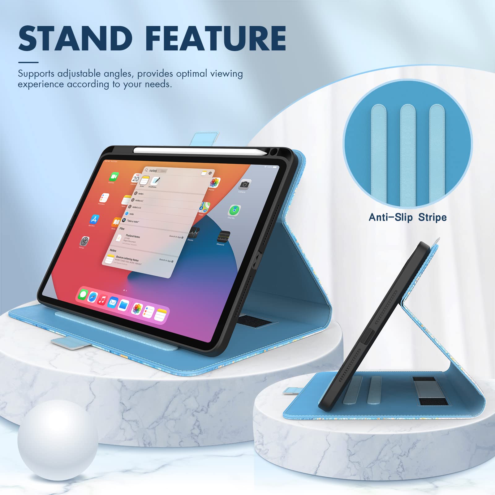 Dteck for iPad 9.7" Case, PU Leather Folio with Auto Sleep Wake/Stand, Built-in Pencil Holder, Protective Cute Stained Glass Cover