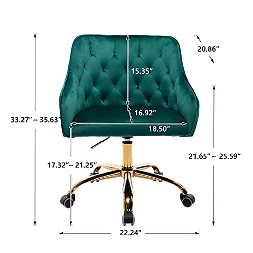 HomSof Home Office Desk Chair Modern Velvet Office Computer Chair Height Adjustable Mid-Back Task Chair