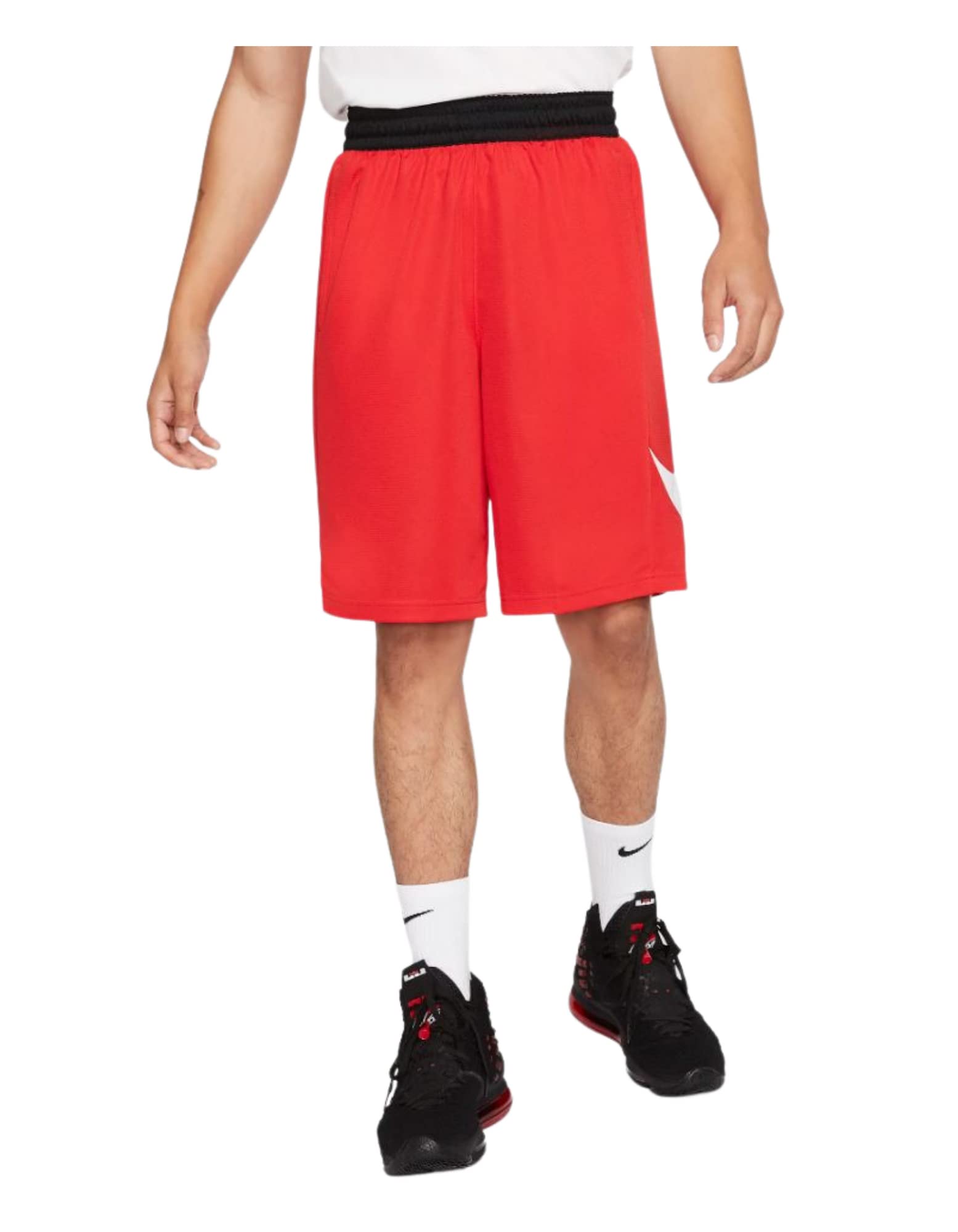 Nike Men's HBR Loose Fit Basketball Shorts (Red, Large)
