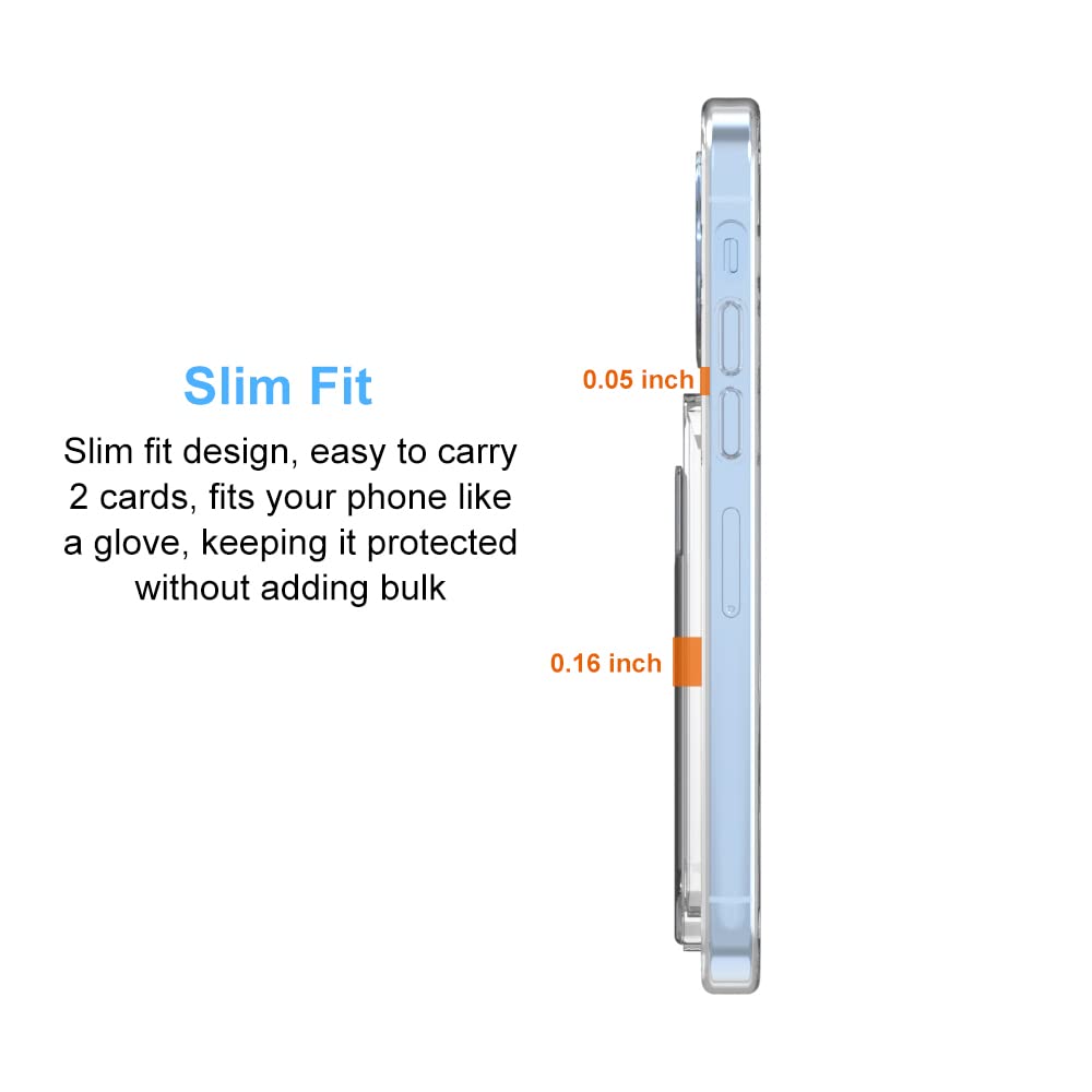 Wuwedo 【Upgrade】 for iPhone 13 Pro Max Clear Wallet Case, Anti-Yellowing Slim Fit Thin TPU Bumper + PC Back Case with 2 Cards Holder