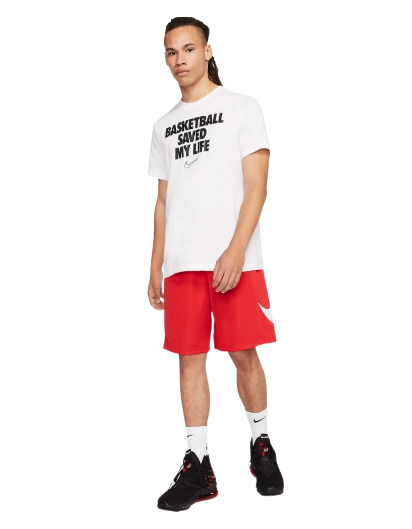 Nike Men's HBR Loose Fit Basketball Shorts (Red, Large)