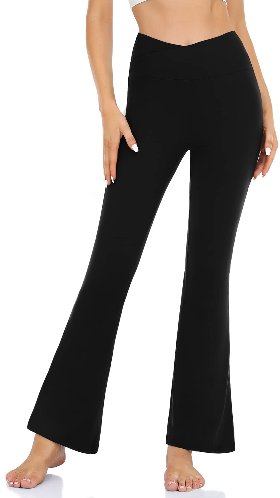 Women’s Bootcut Yoga Pants Tummy Control Flare Leggings High Waist Crossover Lounge Bell Bottom Jazz Dress Baseball Pants