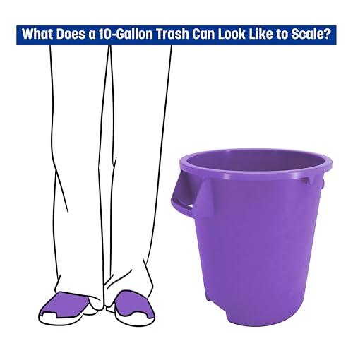 SPARTA Bronco Waste Container Trash Container, Round Trash Bin for Disposal, 10 Gallons, Purple