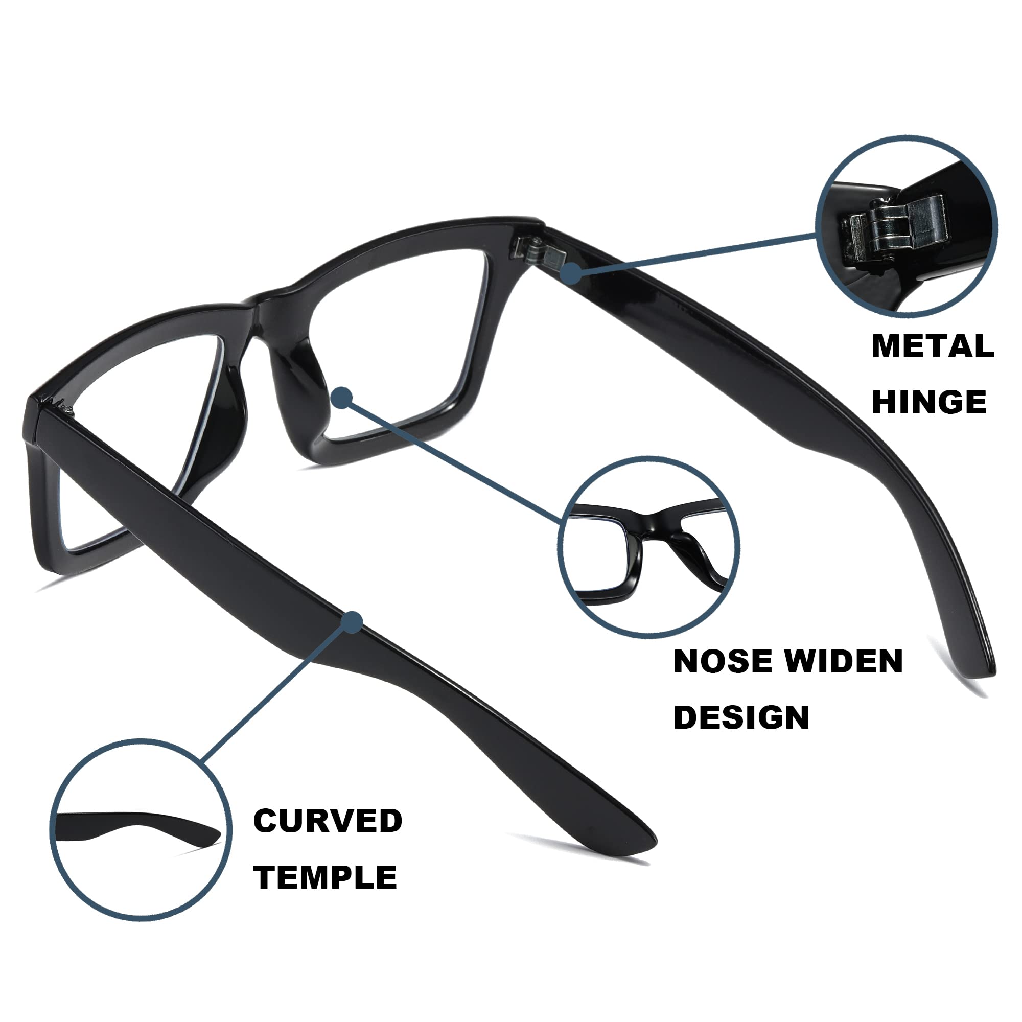 ZXYOO 4 Pack Oprah Style Reading Glasses for Women Men Blue Light Blocking Computer Square Metal Spring Readers +1.0