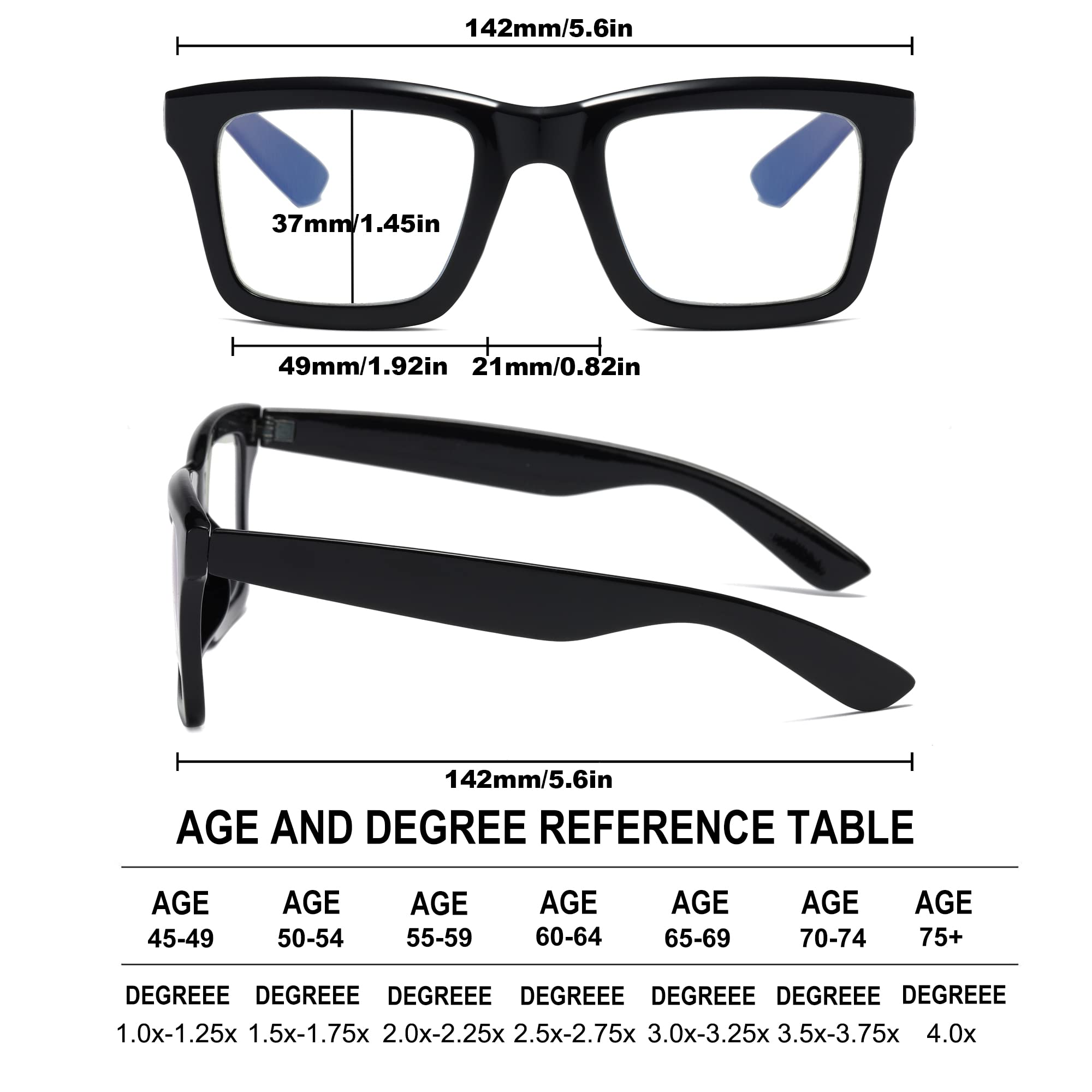 ZXYOO 4 Pack Oprah Style Reading Glasses for Women Men Blue Light Blocking Computer Square Metal Spring Readers +1.0