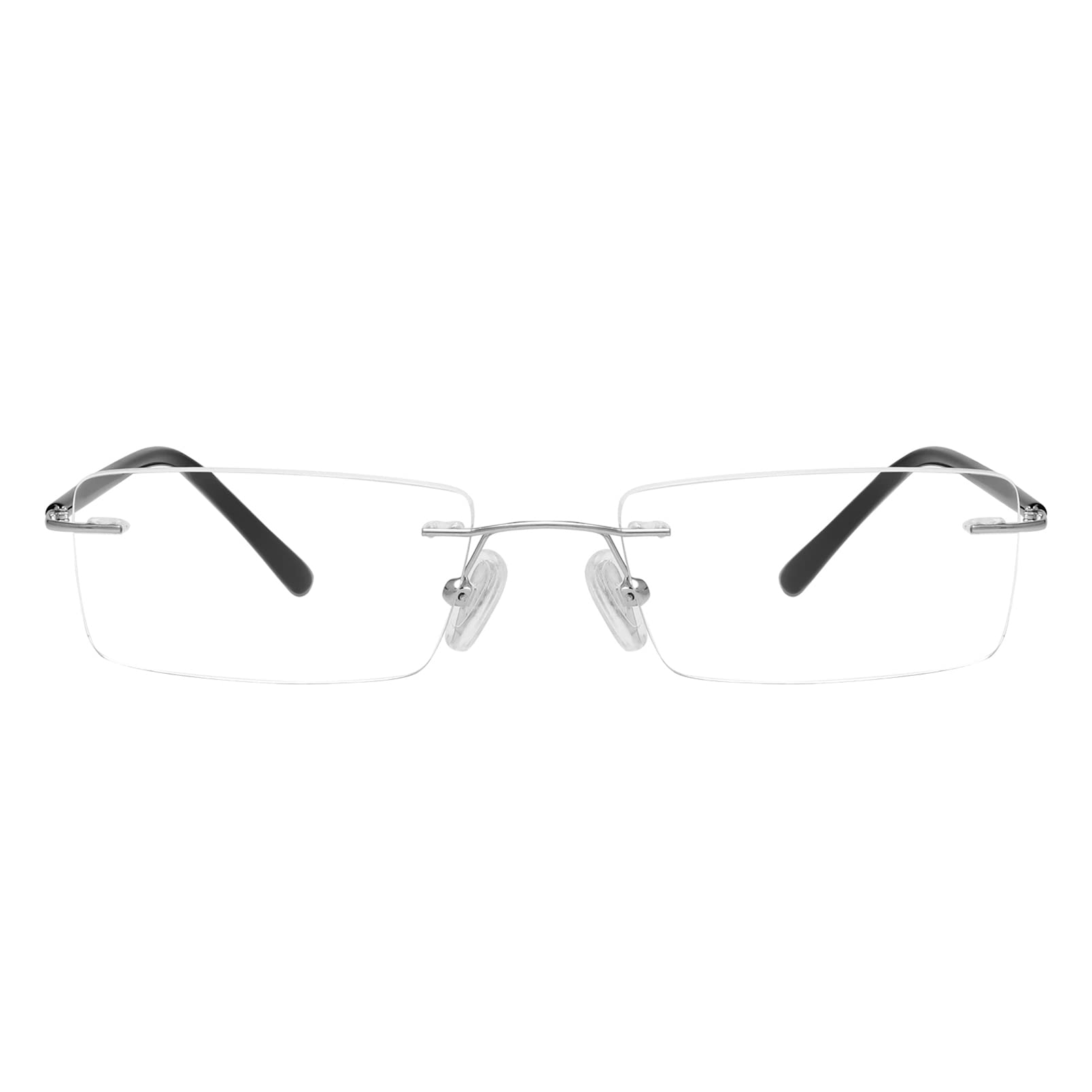 FONHCOO Blue Light Blocking Reading Glasses Anti Blue Ray Unisex Lightweight Rimless Frameless Rectangle Computer Gaming Glasses Anti-Glare, Anti-Fatigue,Anti Eyestrain (Black, 1.75)